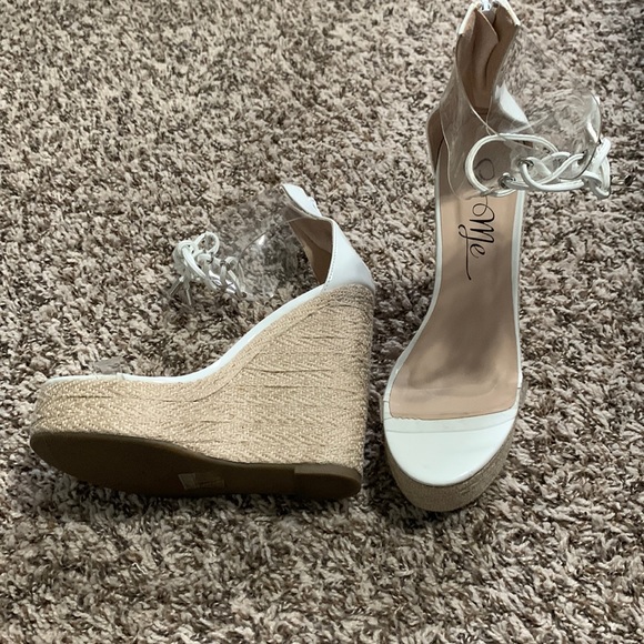 So Me | Shoes | Used So Me High White And Clear Wedges | Poshmark